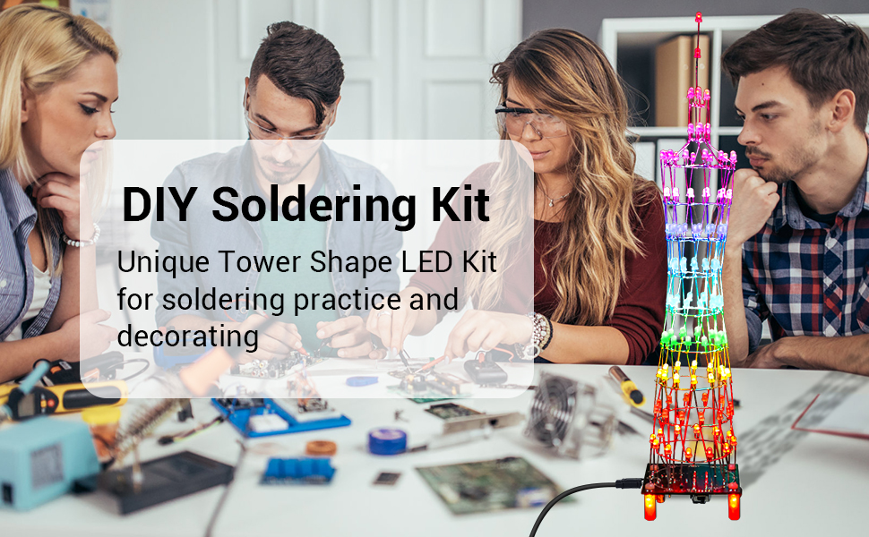 DIY Kit 9-Layer Guangzhou Tower RGB LED Light Cube with Music Spectrum - Advance Soldering Kit